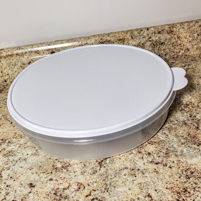TUPPERWARE Freezersmart Round Container Pie Keeper White BUTTERFLY Tab ...