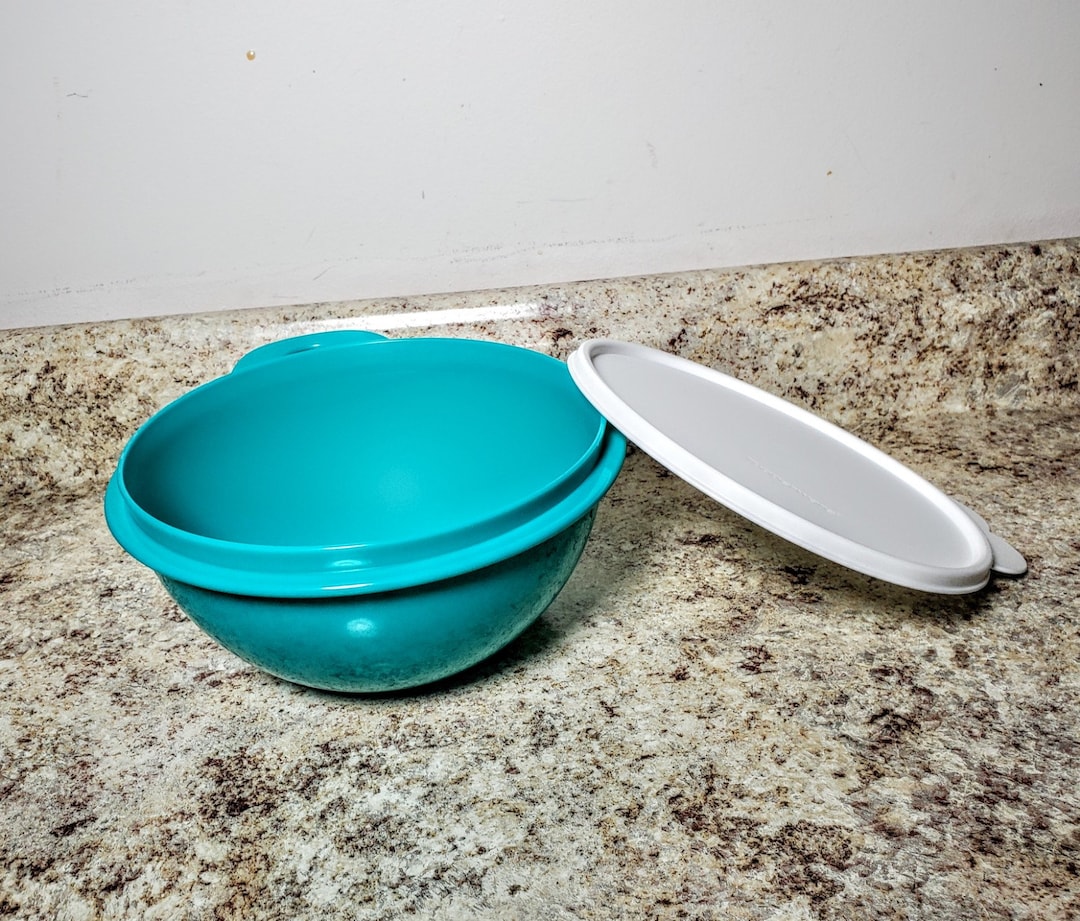 TUPPERWARE THATSA BOWL Mini 3056 6 Cup 1.4L Mixing Storage Snack Teal ...