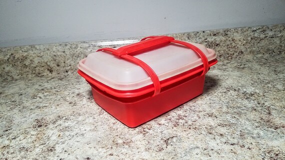 Vintage Red Tupperware Pack N Carry Lunch Box With Handles Lid - Etsy