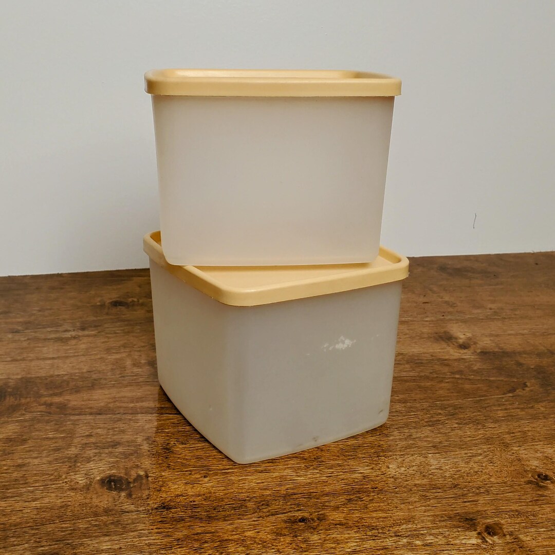 Tupperware Square Round Freezer Containers 24 Oz #312 Set of 2 Beige ...