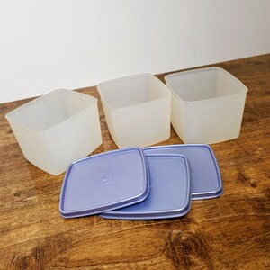 Tupperware Square Round Containers 24 Oz #312 Set of 3 Blue Lids - Etsy