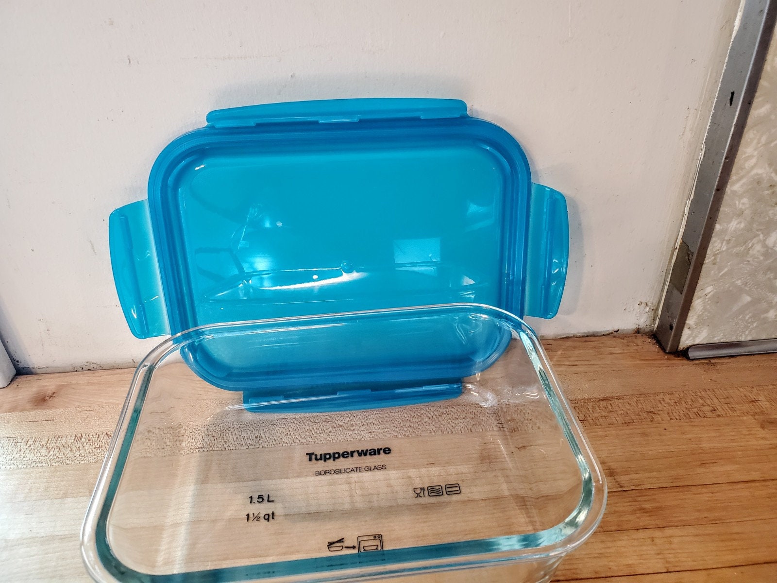 New Tupperware Premiaglass 1.5L Glass Container Freezer Oven Microwave ...