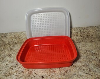 Tupperware Large Season Serve Marinade Container Paprika Orange Plastic ...