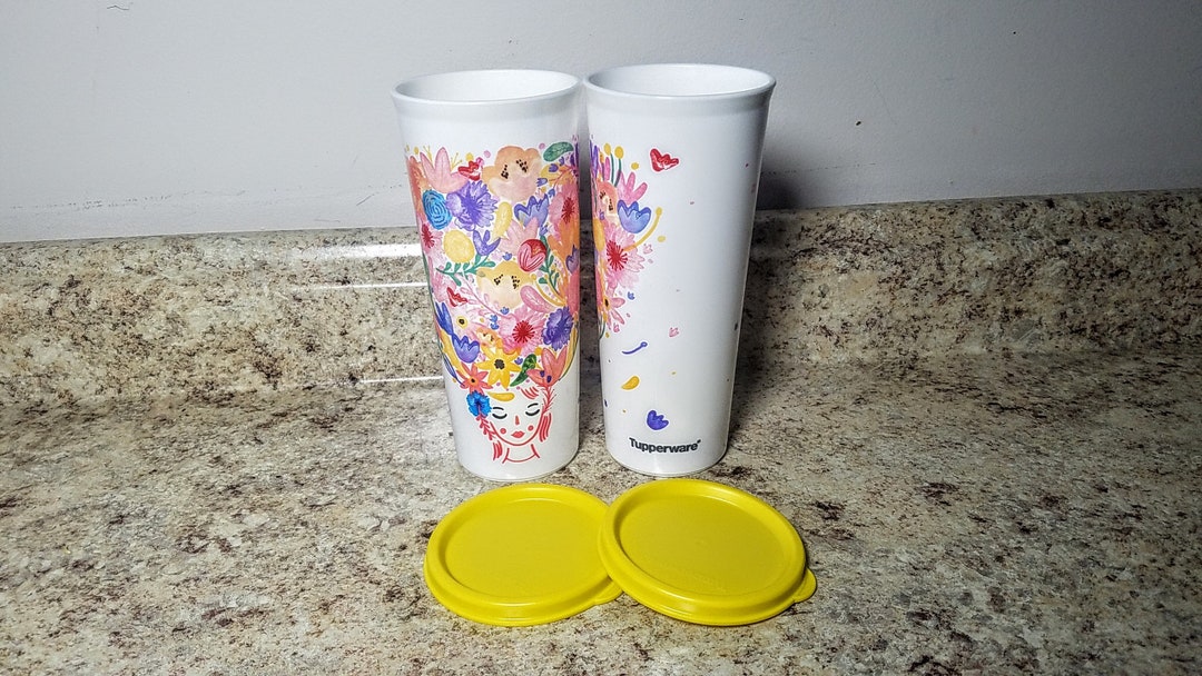Nouveau Tupperware FANCIFUL FLORAL 16 Oz Gobelets SEALS 5107 - Etsy France