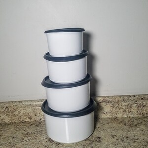 Tupperware Toppers Set 4 Stacking Canisters White W/ One Touch - Etsy