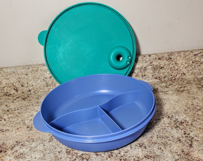 Tupperware Crystal Wave Divided Plate Dish W Lid 3284 2651 10 Microwave ...