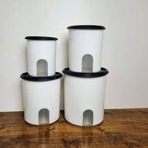 New! Tupperware Canister Container Set of 4 Piece One Touch White With ...