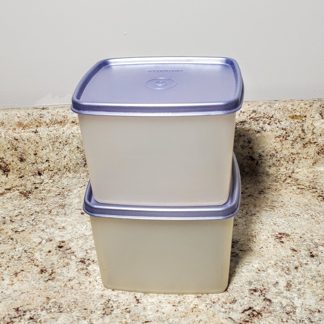 Tupperware Square Round Containers 24 Oz 312 Set of 2 Blue Lids - Etsy