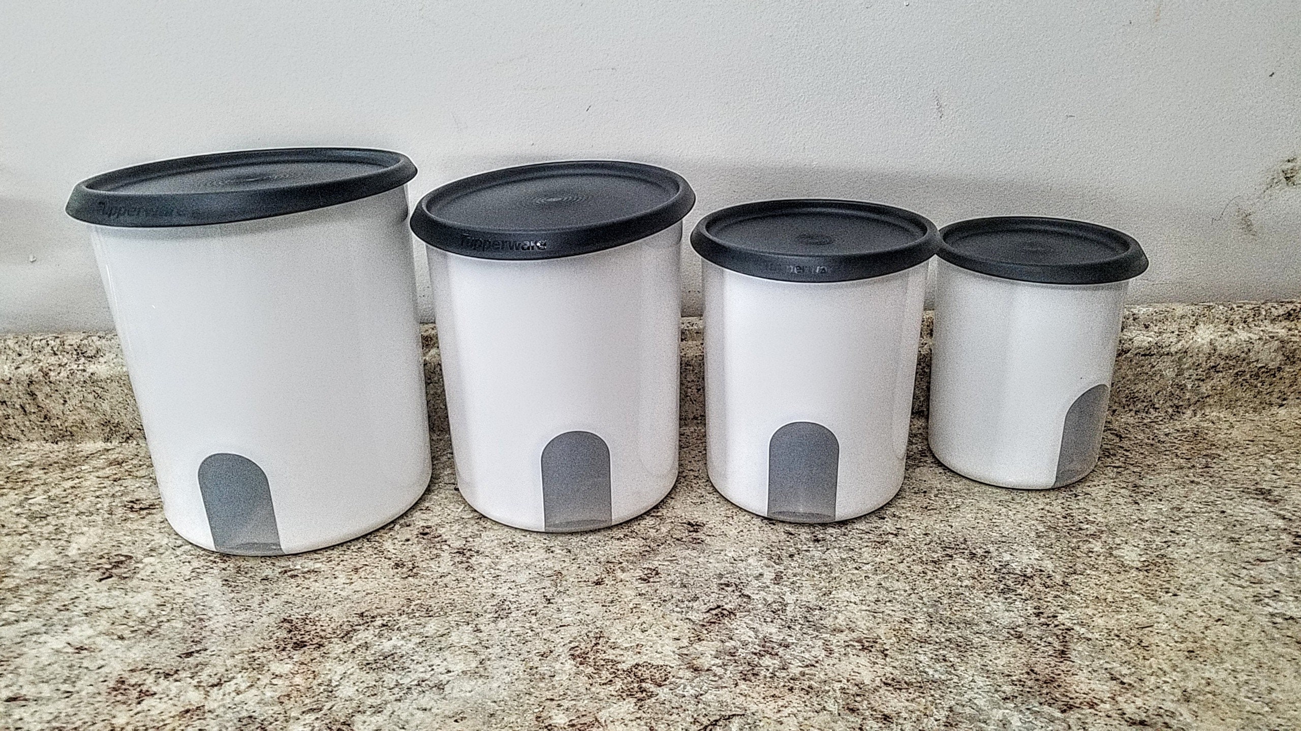 New Tupperware Canister Container Set of 4 Piece One Touch White With ...