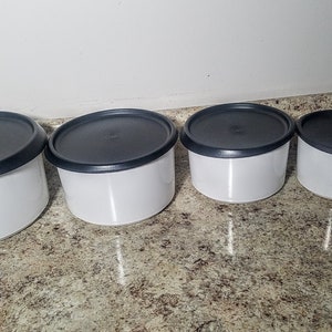 Tupperware Toppers Set 4 Stacking Canisters White W/ One Touch - Etsy