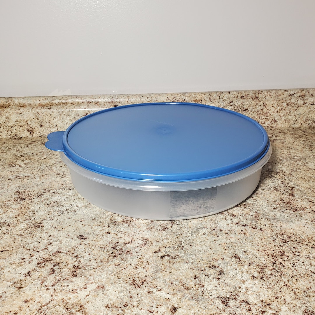 Tupperware 12 Round Pie Cookies Cupcake & Pizza Container Blue Seal New ...