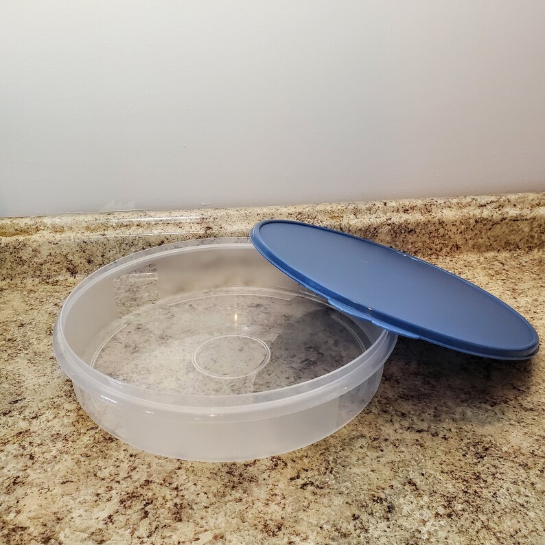 Tupperware 12 Round Pie Cookies Cupcake & Pizza Container Blue Seal New ...