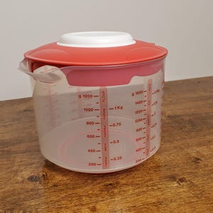 Tupperware Mix N Store Measuring Pitcher Sheer Red Butter Bowl 8cup New ...