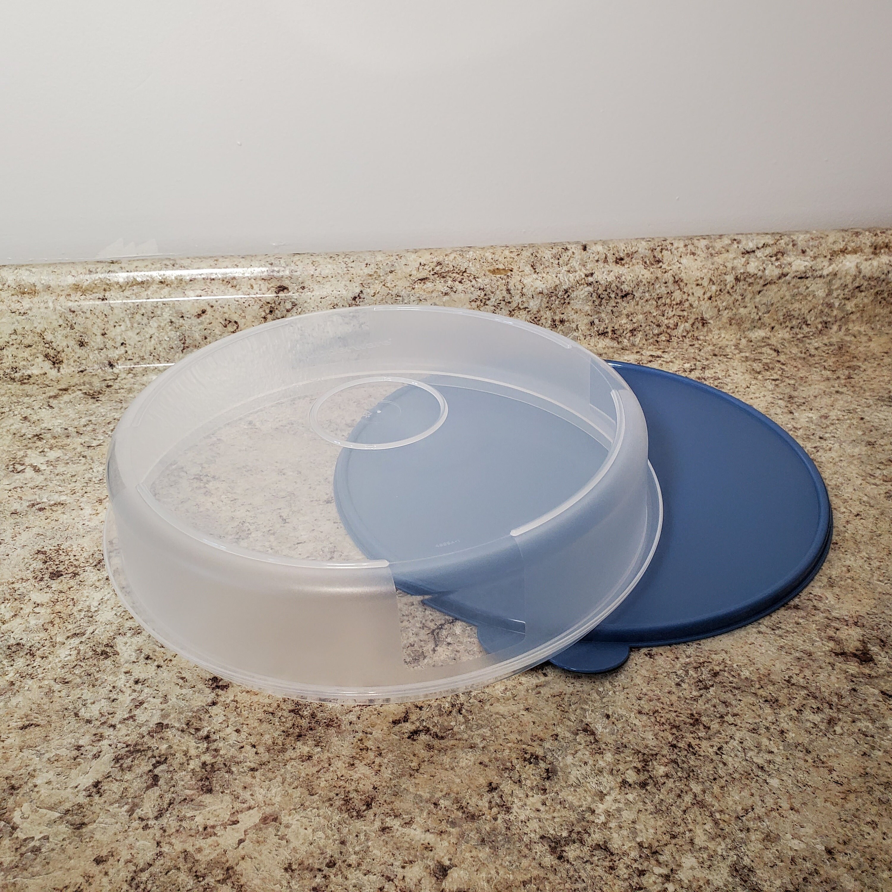 Tupperware 12 Round Pie Cookies Cupcake & Pizza Container Blue Seal New ...