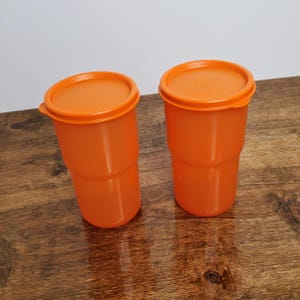 NEW Tupperware Tabletop Tumblers 12 Oz 350ml Cups Set of 2 Orange 2412 ...