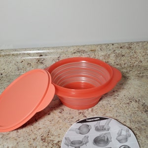 TUPPERWARE Flat Out 3 Cup 700 ML Collapsible Bowl 5452 With Seal Orange ...