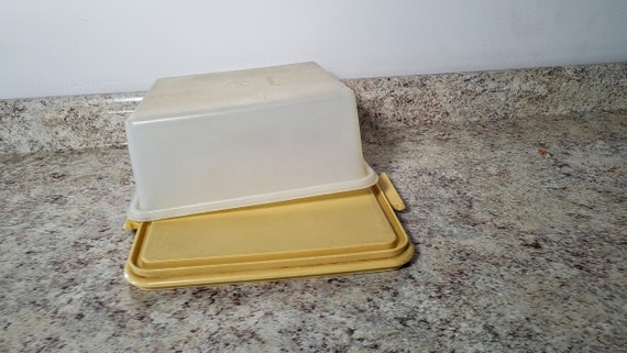 Tupperware Square Cake Keeper Taker Harvest Gold Base 1241 | Etsy