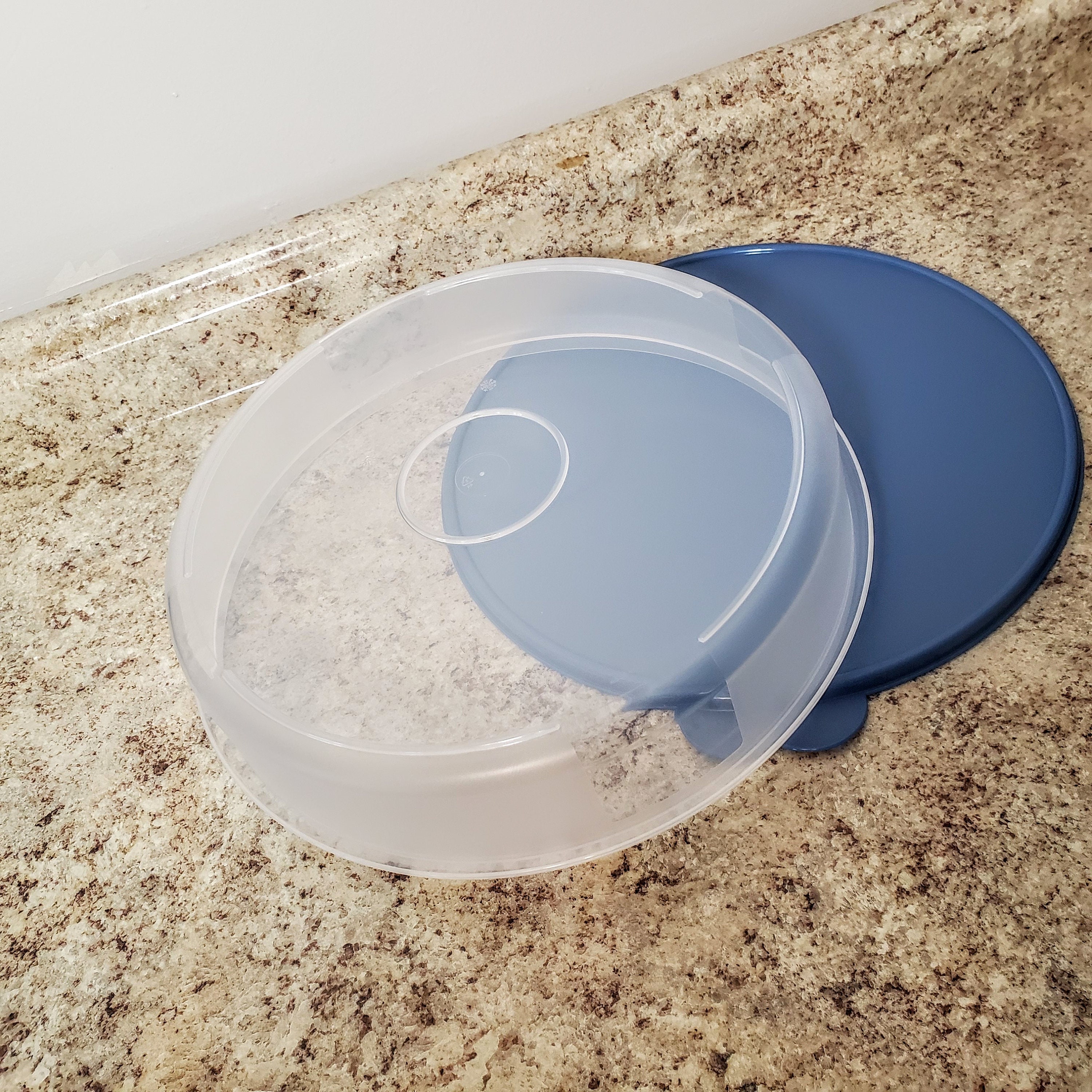 Tupperware 12 Round Pie Cookies Cupcake & Pizza Container Blue Seal New ...