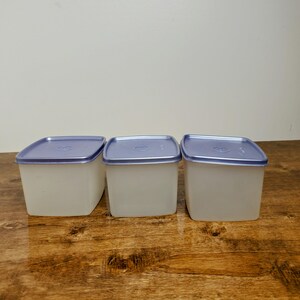 Tupperware Square Round Containers 24 Oz 312 Set of 3 Blue Lids - Etsy