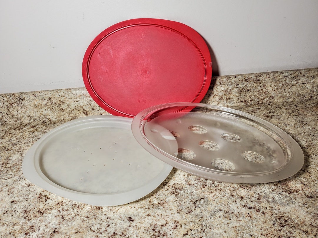Tupperware Keep N Heat Oval Serving Platter 3 Piece Set 4618 4619 4620 ...