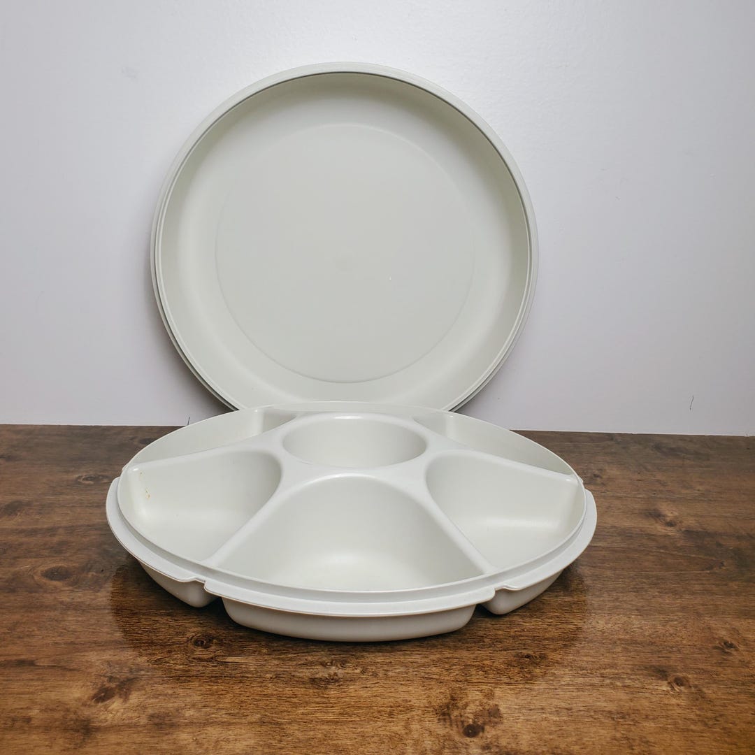 Vintage Tupperware 1665 Divided Serving Tray With Lid Retro Appetizer ...