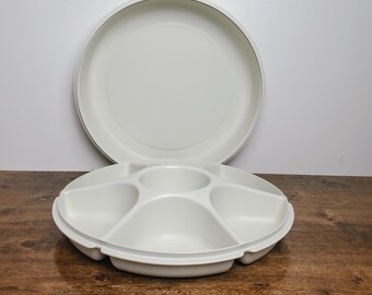 Vintage Tupperware Veggie,fruits Divided Serving Covered Party Tray ...
