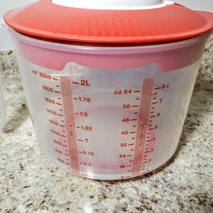 Tupperware Mix N Store Measuring Pitcher Sheer Red Butter Bowl 8cup New ...