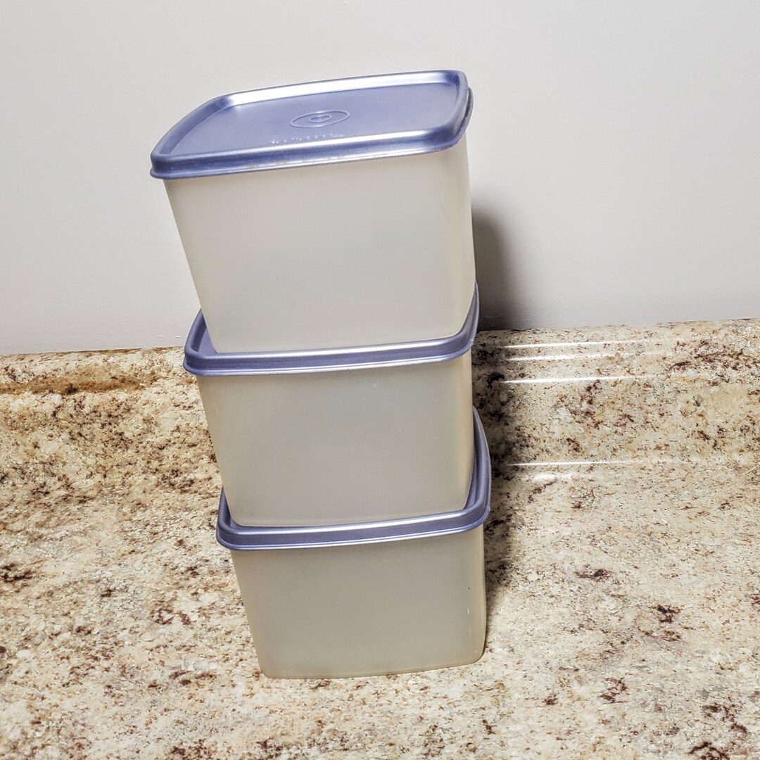 Tupperware Square Round Containers 24 Oz 312 Set of 3 Blue Lids - Etsy