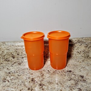 NEW Tupperware Tabletop Tumblers 12 Oz 350ml Cups Set of 2 Orange 2412 ...