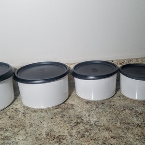 Tupperware Toppers Set 4 Stacking Canisters White W/ One Touch - Etsy