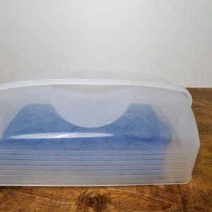 Tupperware Rectangle Bake N Take Cake Cupcake Taker Carrier Blue Clear ...