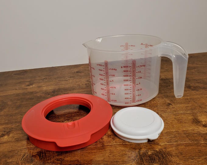 Tupperware Mix N Store Measuring Pitcher Sheer Red Butter Bowl 8cup New ...
