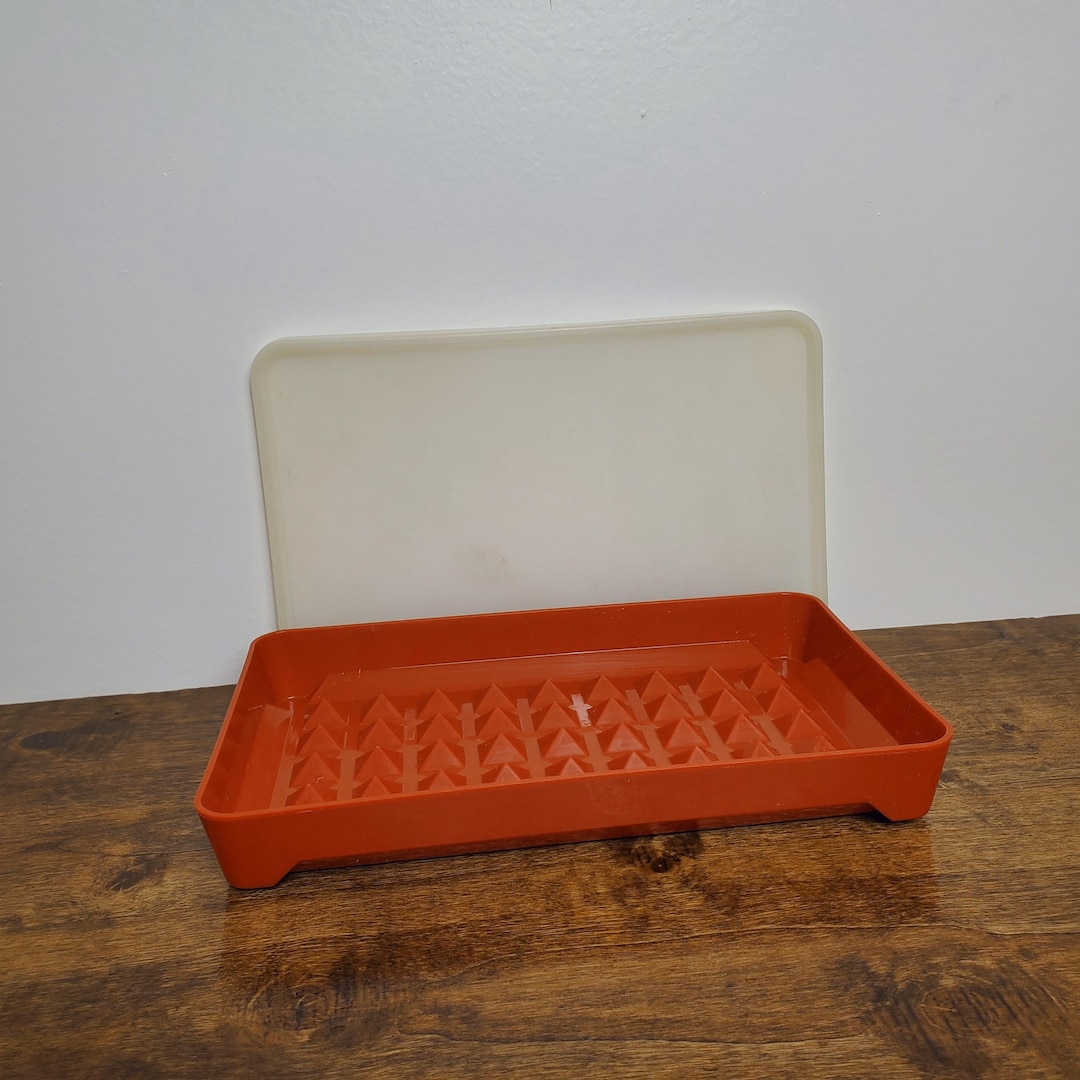Retro Tupperware Bacon & Deli Meat Keeper Paprika Tray With Clear Lid ...