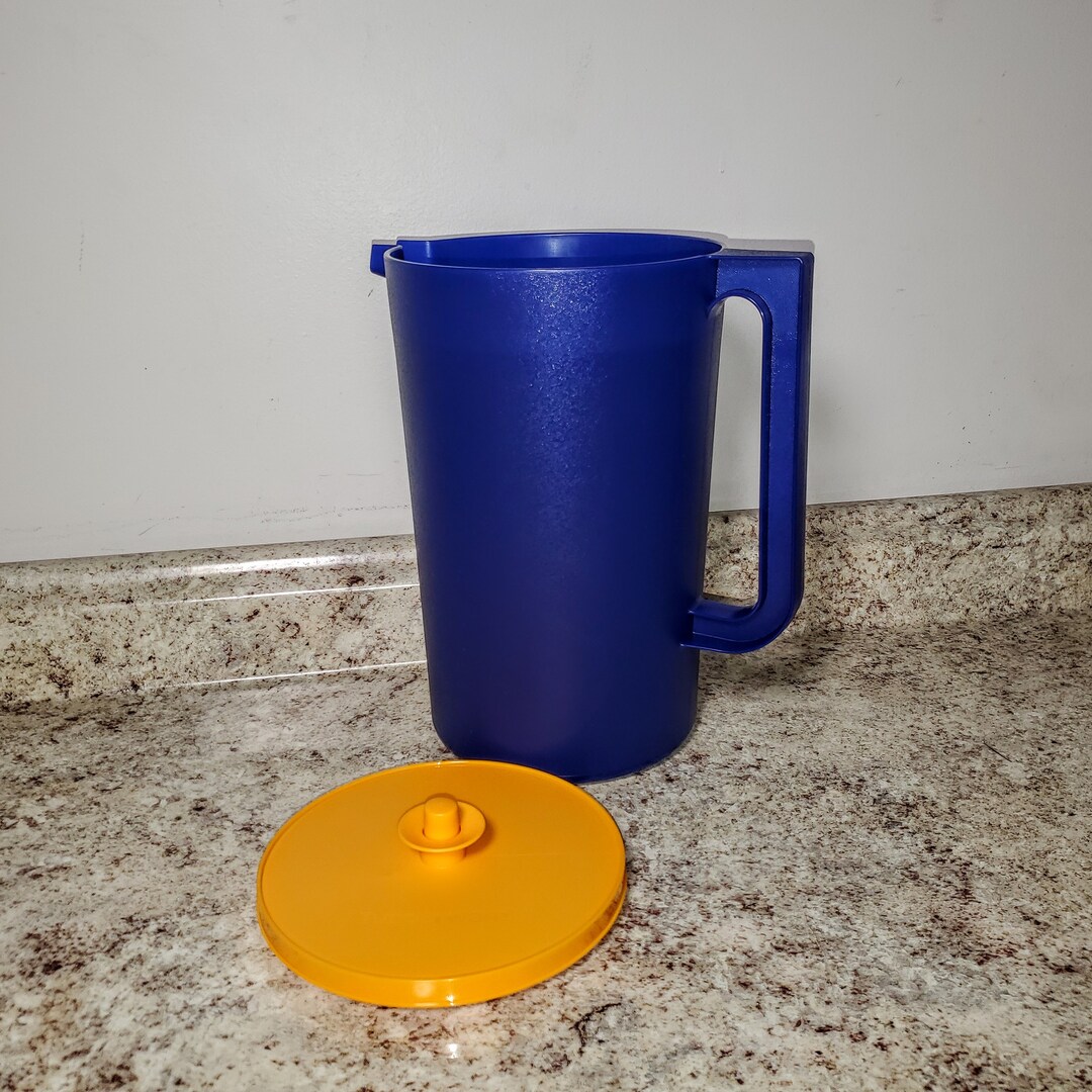 TUPPERWARE Blue 1 Gal Pitcher 1416 With Orange Push Button Top - Etsy