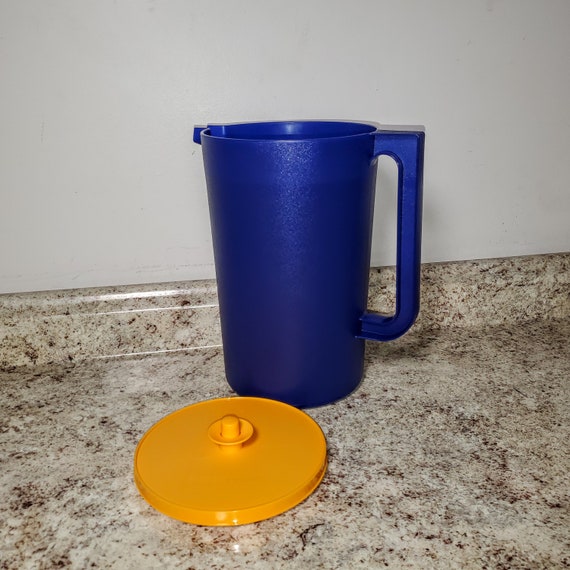 TUPPERWARE Blue 1 Gal Pitcher 1416 With Orange Push Button - Etsy