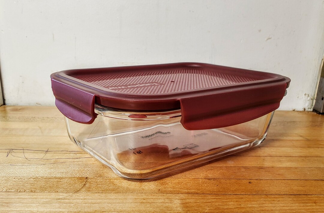 Tupperware Premiaglass Serve & Store Container Red 1-qt 1 L NEW - Etsy