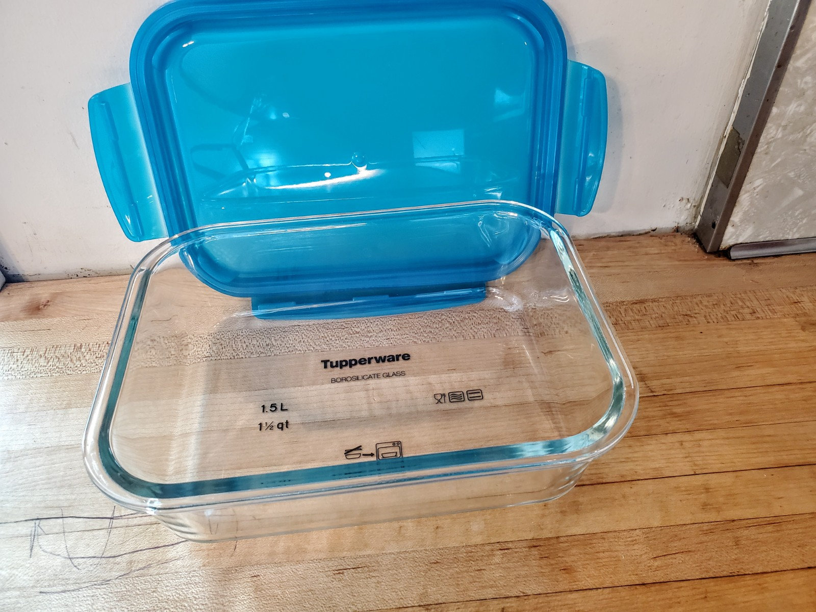 New Tupperware Premiaglass 1.5L Glass Container Freezer Oven Microwave ...