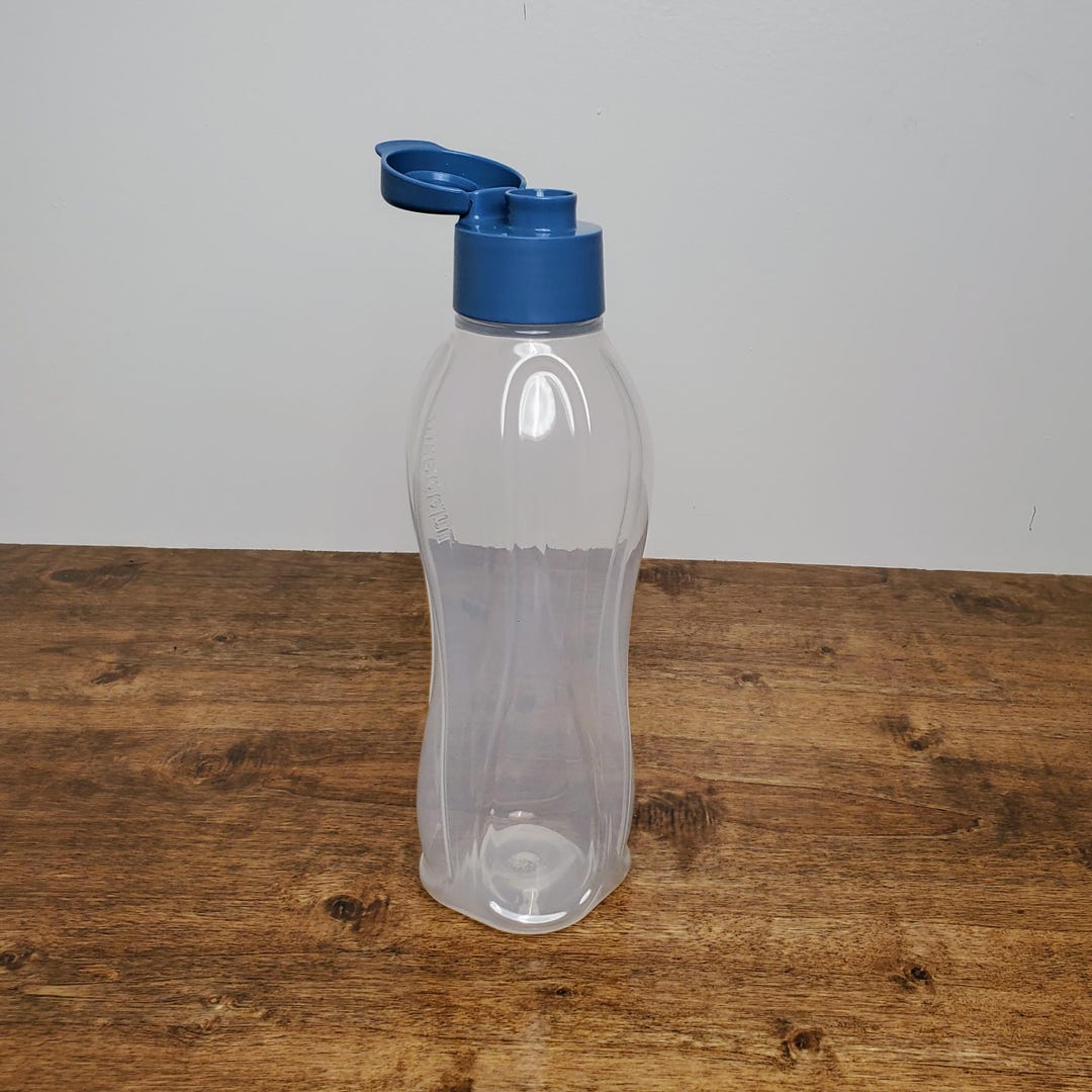 New Tupperware Eco Water Bottle - 25oz (750ml) Flip Top 9092 Clear Blue ...