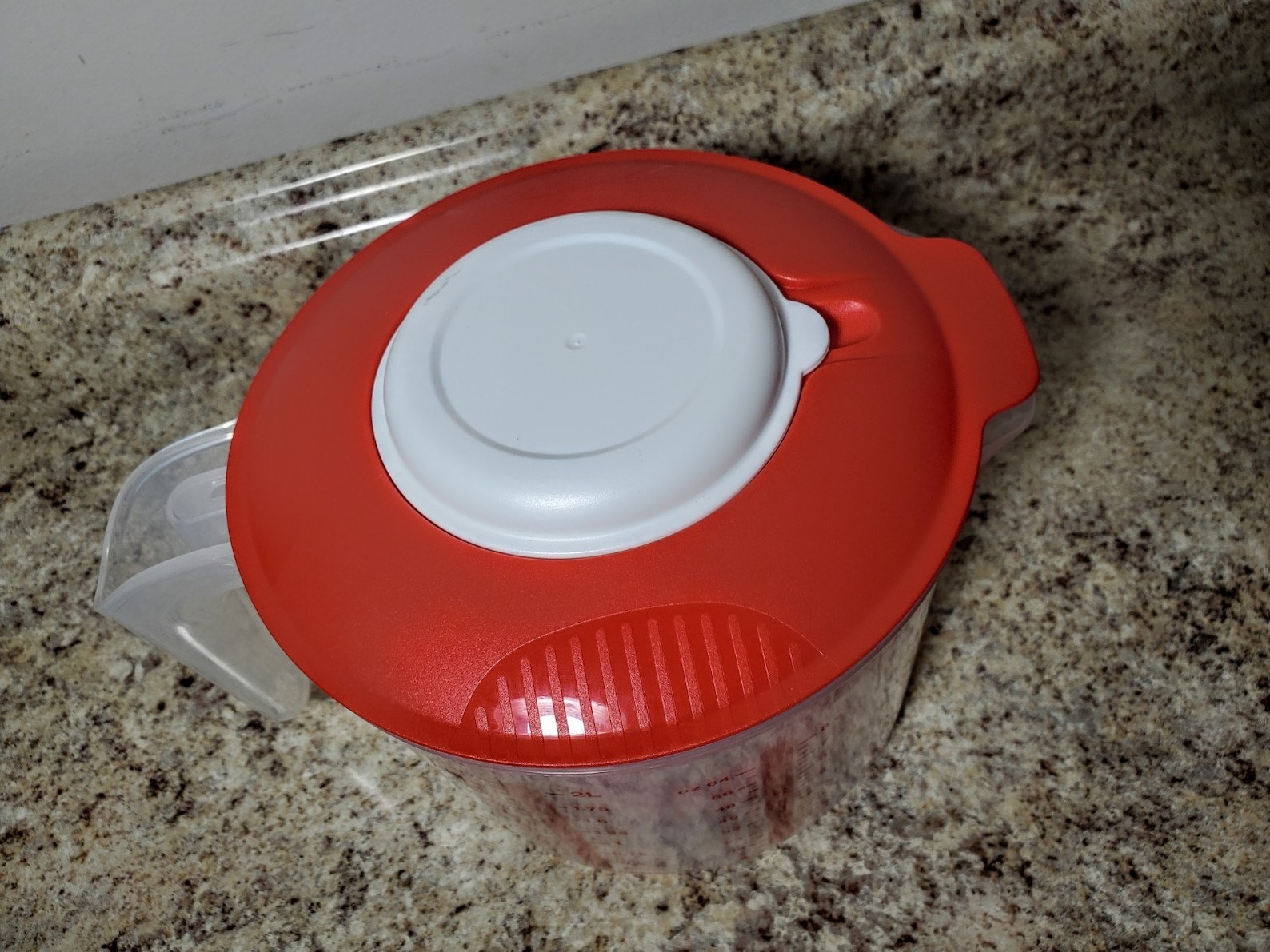 Tupperware Mix N Store Measuring Pitcher Sheer Red Butter Bowl 8cup New ...