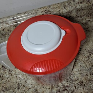 Tupperware Mix N Store Measuring Pitcher Sheer Red Butter Bowl 8cup New ...