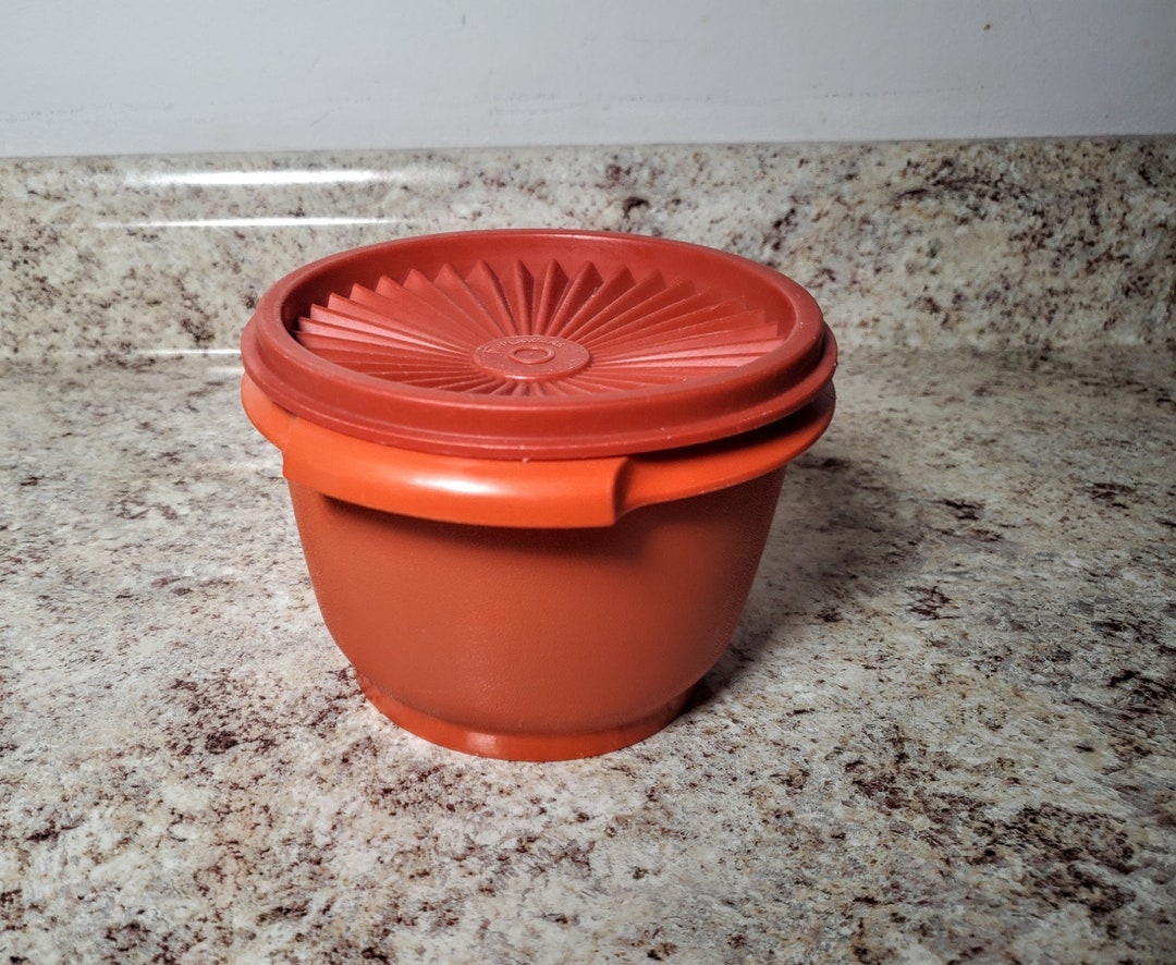 Tupperware Vintage Orange Servalier Container Bowl Storage # 886 With ...