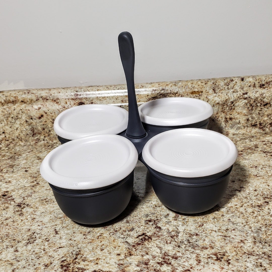 Tupperware Bowls Essentials Condiment Server Elegant Black Carry Handle Lids NEW - Etsy