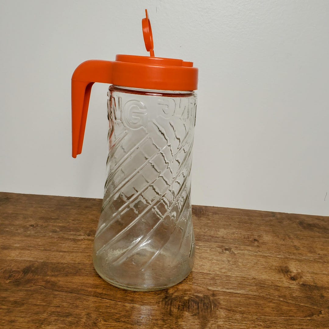 Vintage TANG Anchor Hocking Glass Swirl Orange Juice Bottle Pitcher 1 ...