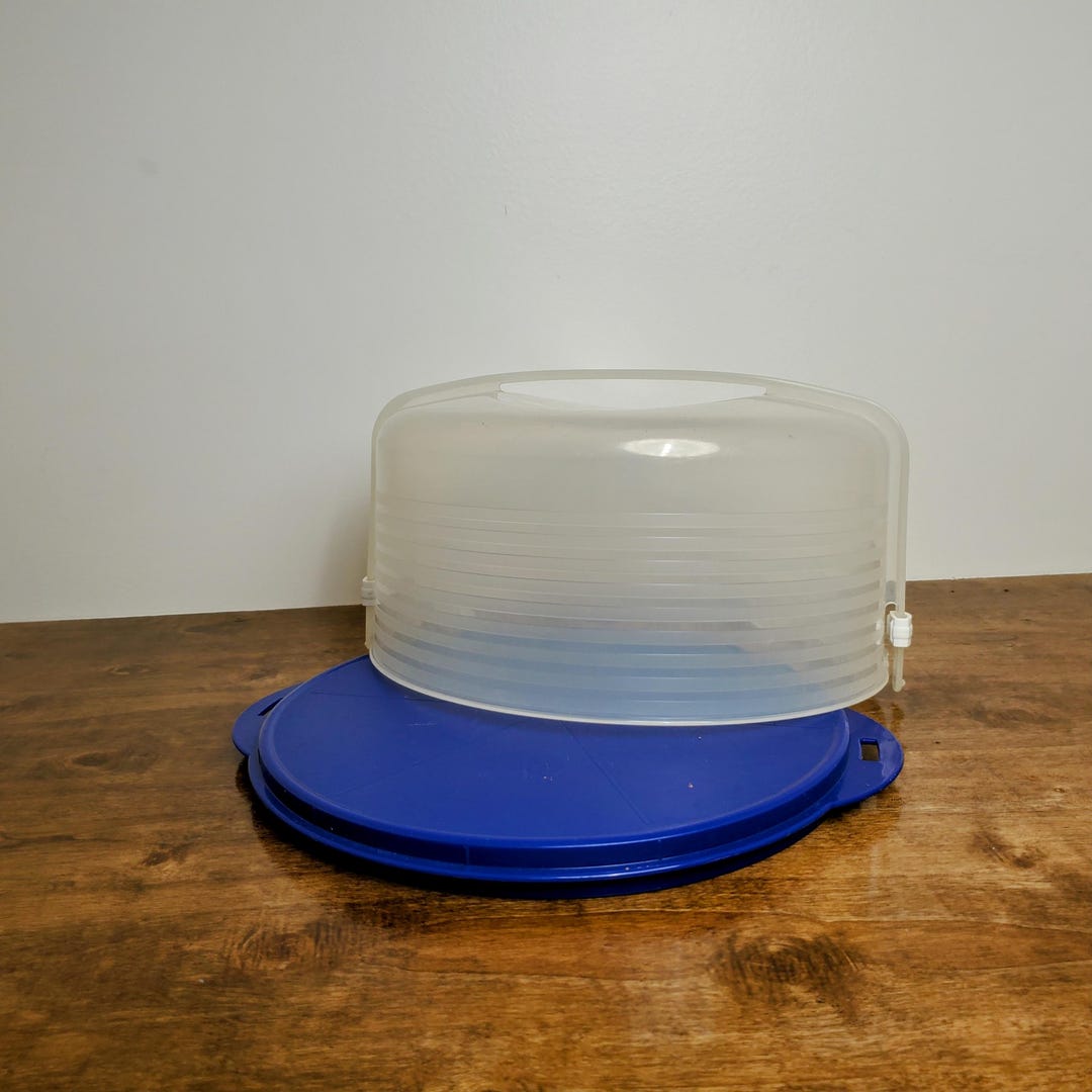 Tupperware Bake N Take Cake Carrier Blue Clear Locking Cover #3062 - Etsy