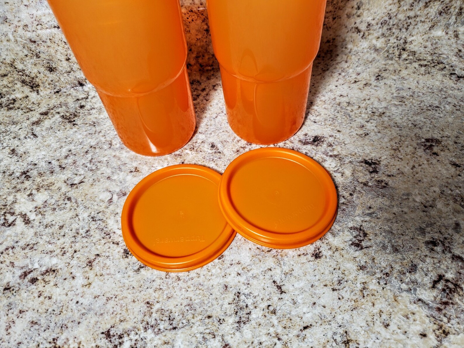 NEW Tupperware Tabletop Tumblers 12 Oz 350ml Cups Set of 2 Orange 2412 ...
