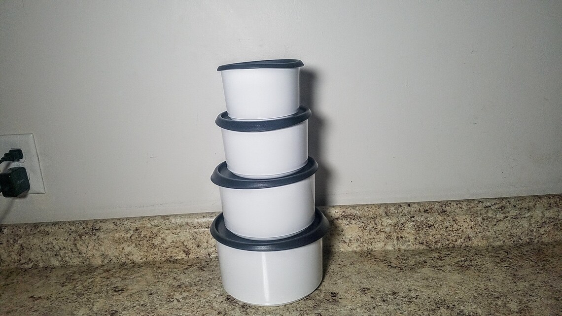 Tupperware Toppers Set 4 Stacking Canisters White W/ One Touch - Etsy