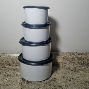 Tupperware Toppers Set 4 Stacking Canisters White W/ One Touch - Etsy