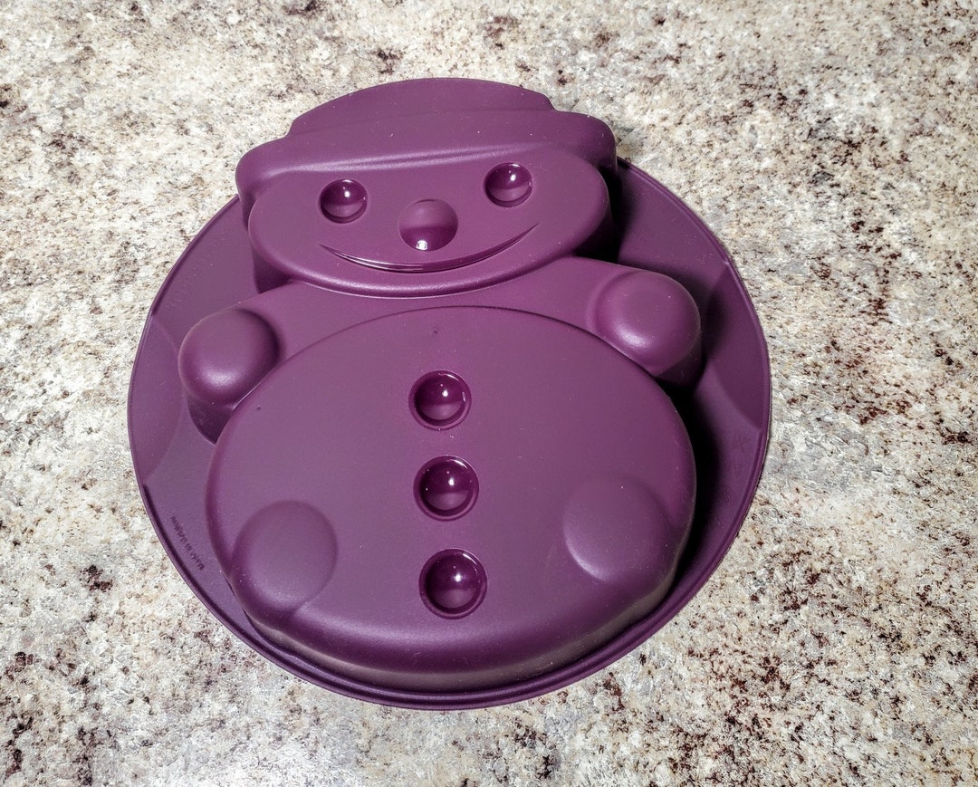 Tupperware Snowman Christmas Holiday Silicone Baking Form Mold Purple ...