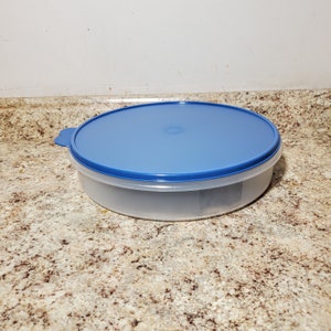 Tupperware 12 Round Pie Cookies Cupcake & Pizza Container Blue Seal New ...
