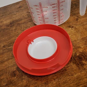 Tupperware Mix N Store Measuring Pitcher Sheer Red Butter Bowl 8cup New ...
